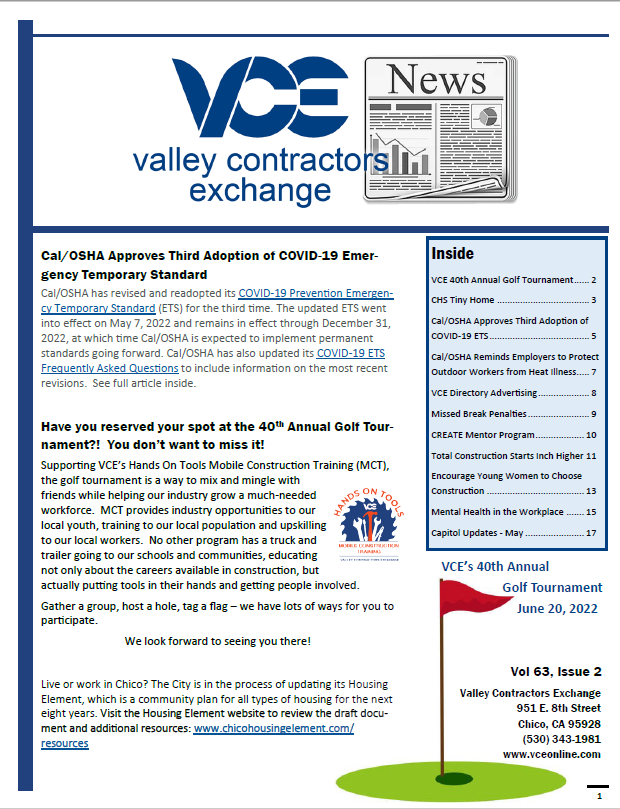 ~VCE NEWS~ June 2022 – Valley Contractors Exchange